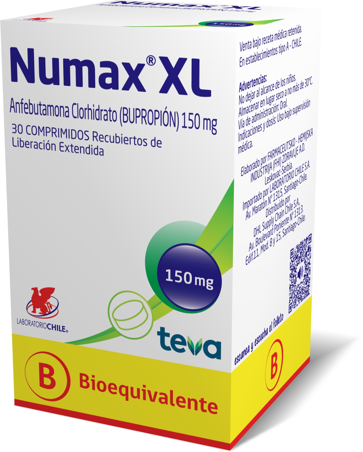 Numax XL 150 Mg Laboratorio Chile Teva